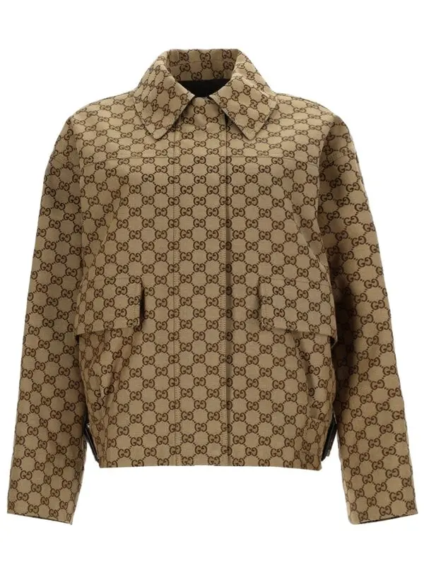 Gucci Gg Textured Bomber Jacket - Beige