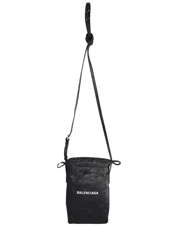 Balenciaga Mini Crossbody Leather Phone Pouch