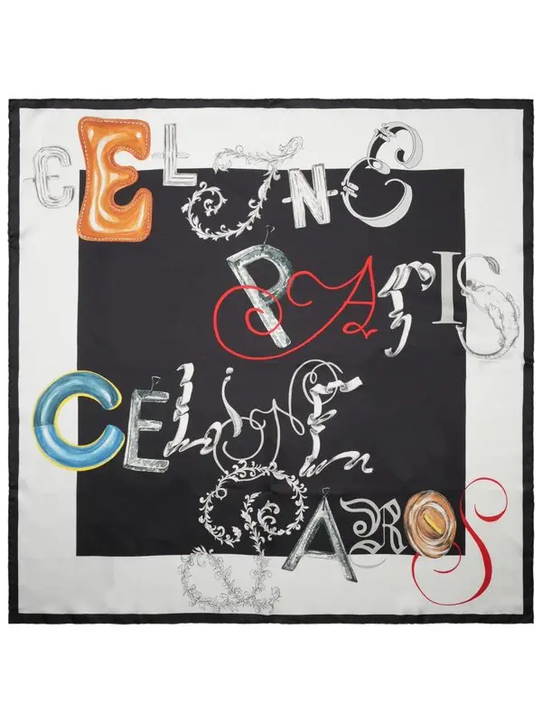 Celine Silk Square Twill Scarf For - Multicolour