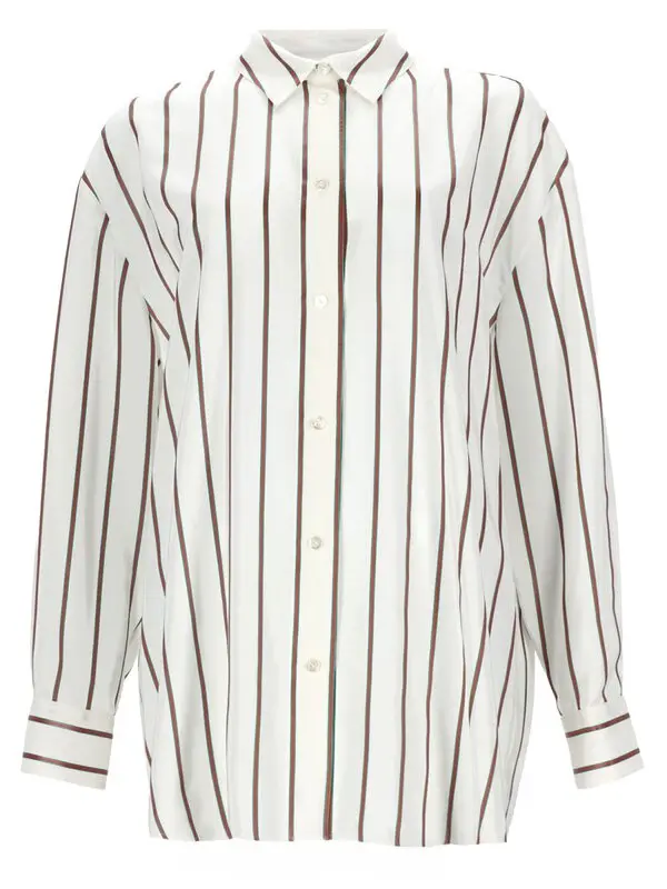 Gucci Silk-blend Striped Oversized Shirt - White