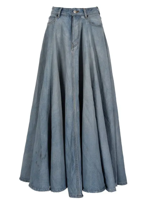 Balenciaga Long Godet Skirt In Cotton