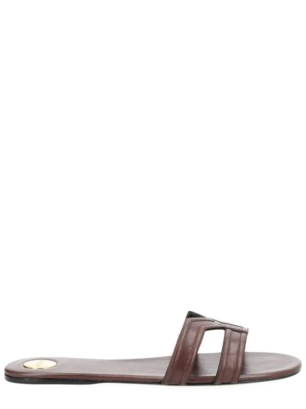 Saint Laurent Calf Leather Sandals - Brown