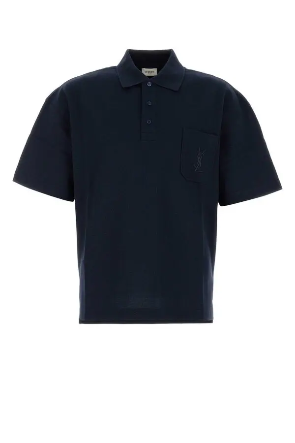 Saint Laurent Navy Piqué Polo Shirt