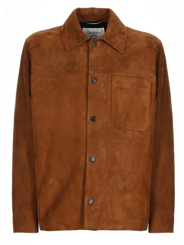 Saint Laurent Suede Overshirt In Lamb Leather