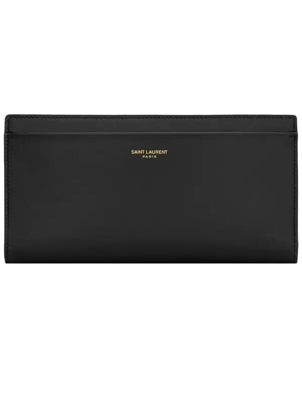 Saint Laurent Mini Zip Wallet In Calf Leather, 9.5 Cm X 20.5 Cm X 2 Cm - Black
