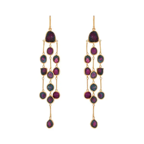OPIUM JEWELS Ruby Zoisite Cascade Earrings