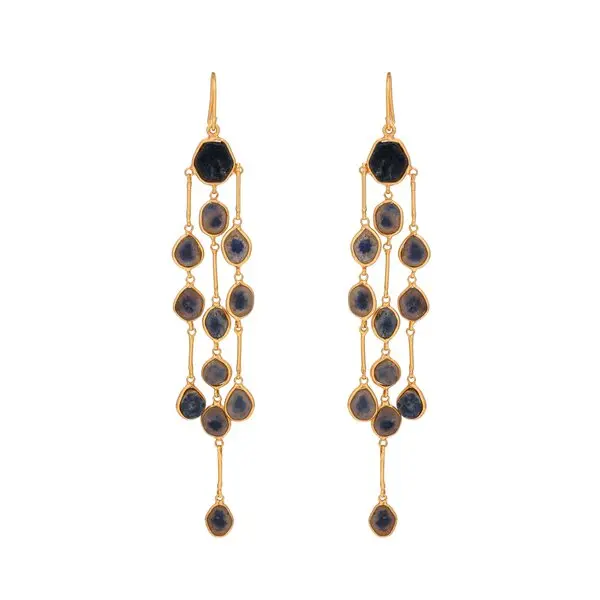 OPIUM JEWELS Blue Sapphire Cascade Earrings
