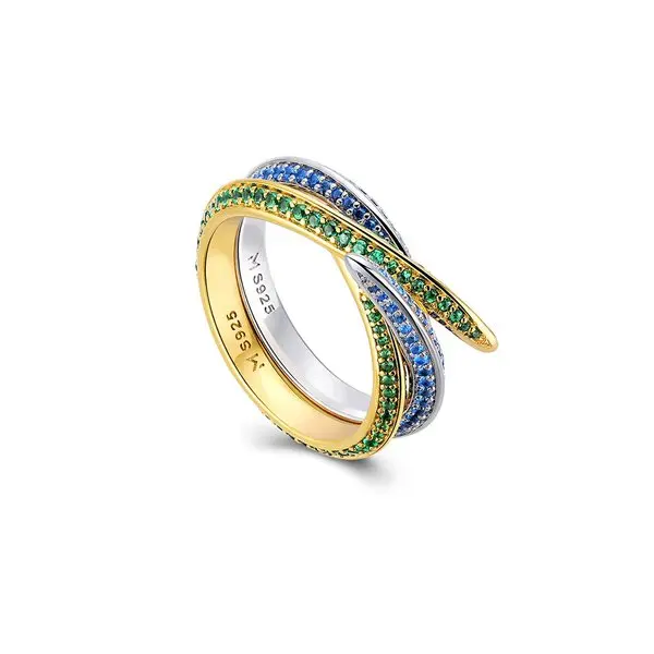 MEULIEN Gold And Blue Stone Pointed Curve Ring - Gold/blue