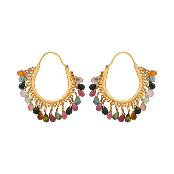 OPIUM JEWELS Cascading Tourmaline Droplet Hoops