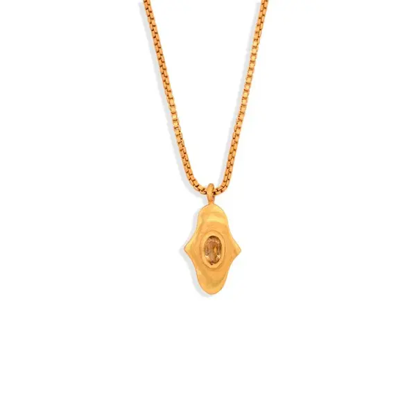 OPIUM JEWELS Citrine November Birthstone Hamsa Necklace - Gold/yellow