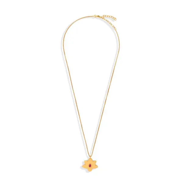 OPIUM JEWELS Gold Red Gold Water Lotus Necklace With Ruby - Gold/red