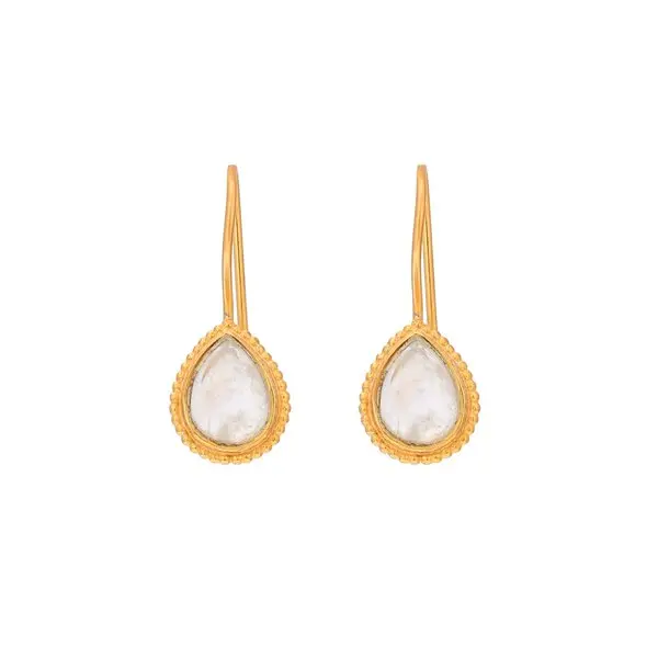 OPIUM JEWELS Gold-plated Silver Rainbow Moonstone Drop Earrings