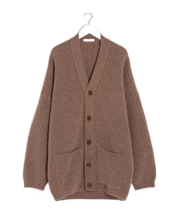 LEMAIRE V-neck Button-up Cardigan - Hazelnut Mix