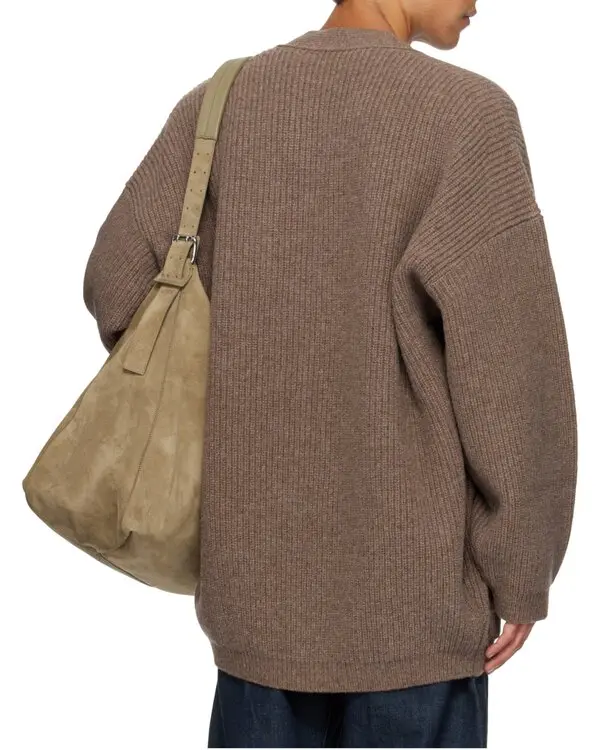 LEMAIRE V-neck Button-up Cardigan - Hazelnut Mix