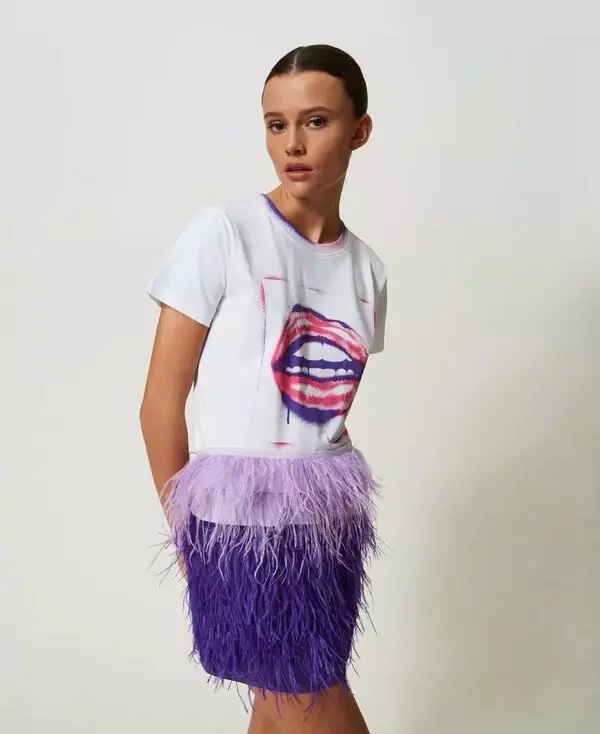 TWINSET Myfo Feather Mini Skirt
