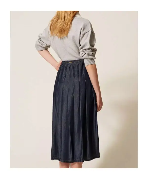 TWINSET Chambray Midi Skirt