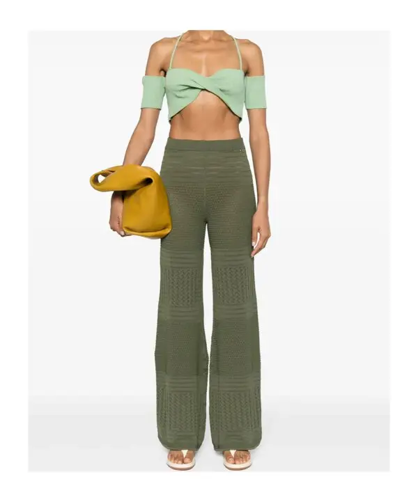 TWINSET Pointelle-knit Wide Trousers