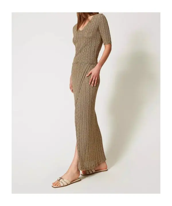 TWINSET Lurex Knit Long Skirt