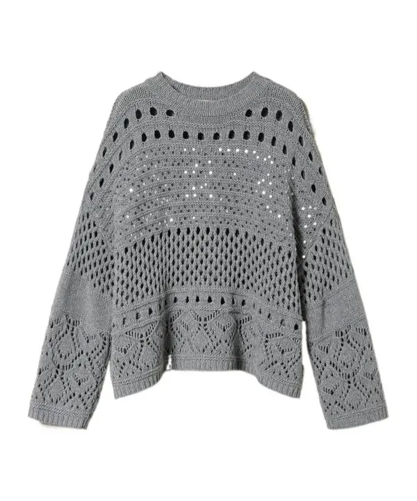 TWINSET Sequin Embellished Open-knit Jumper
