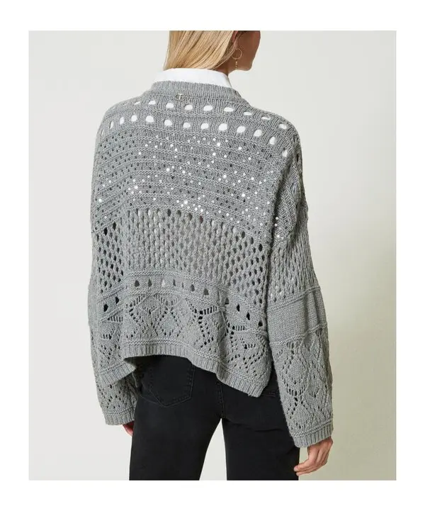 TWINSET Sequin Embellished Open-knit Jumper