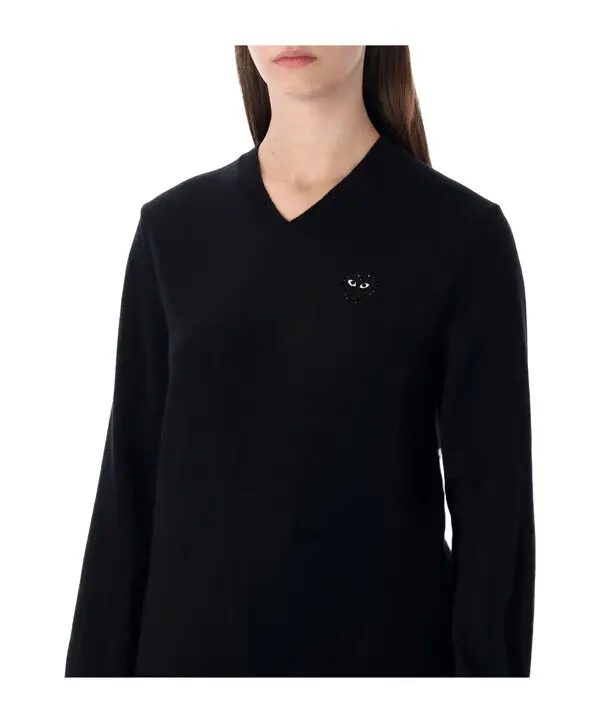 Play Comme Des Garcon V-neck Knitted Jumper