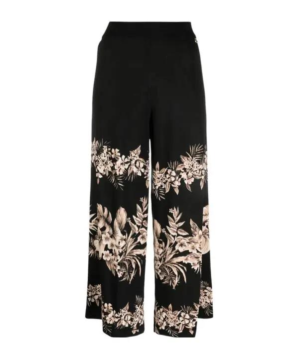TWINSET Floral-motif Cropped Knitted Trousers