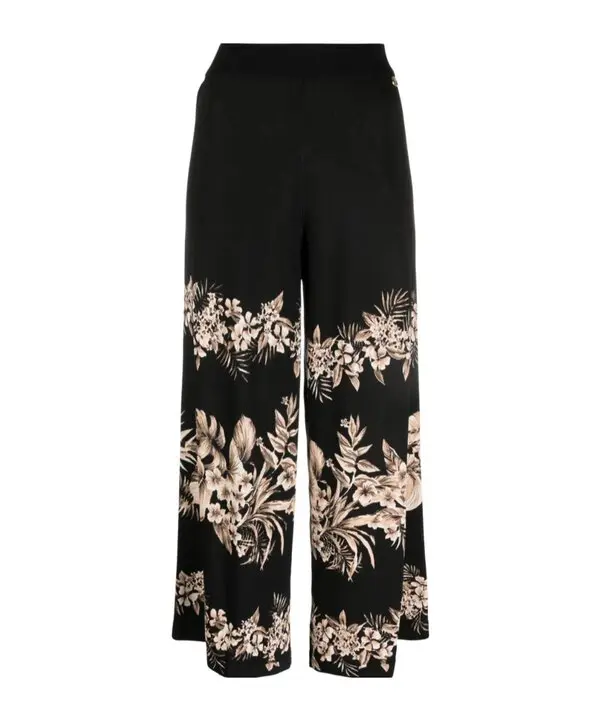 TWINSET Floral-motif Cropped Knitted Trousers