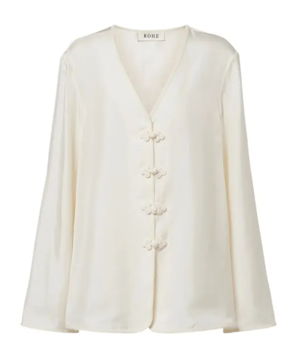 RÓHE Silk Long-sleeved Cover-up - White