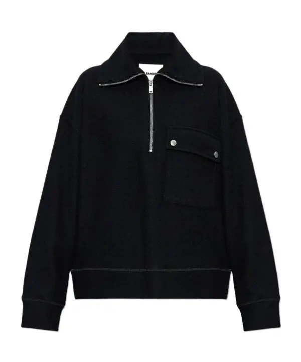 JIL SANDER Half-zip Sweatshirt - Black