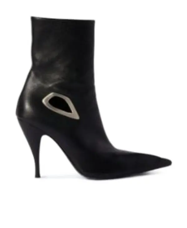Off-White Crescent Pointed Toe Ankle Boots