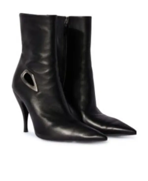 Off-White Crescent Pointed Toe Ankle Boots