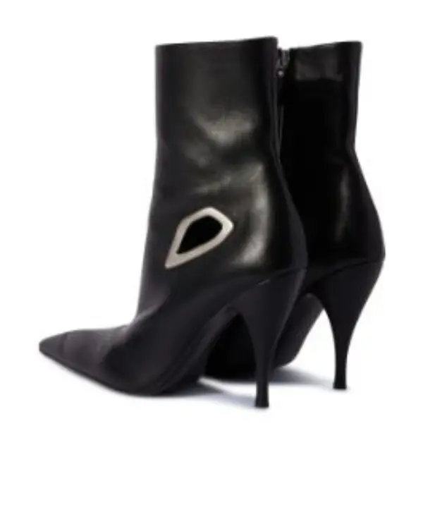 Off-White Crescent Pointed Toe Ankle Boots