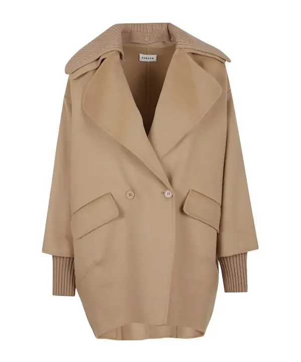 P.a.r.o.s.h Oversized Knit-trim Coat - Light Brown