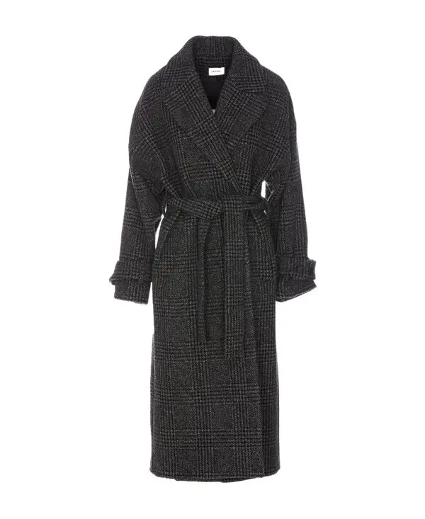 P.a.r.o.s.h Plaid-check Long Sleeved Belted Trench Coat