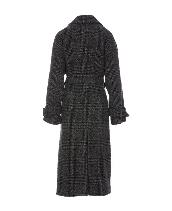 P.a.r.o.s.h Plaid-check Long Sleeved Belted Trench Coat