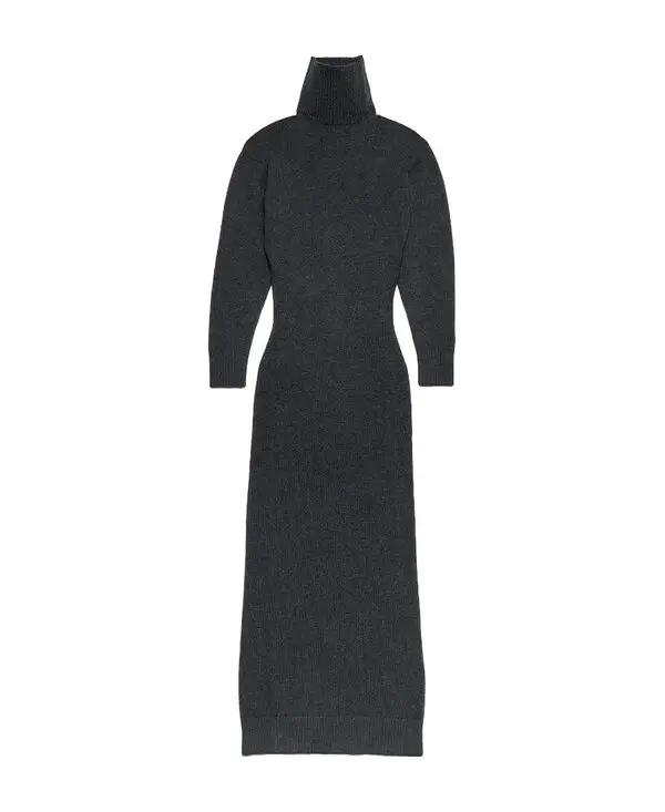 AMI Paris Long-sleeved Ribbed-knit Dress - Black