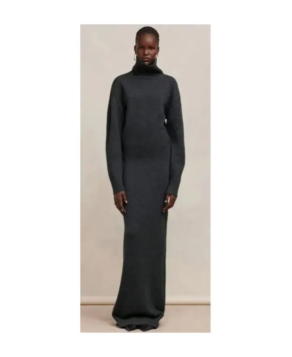 AMI Paris Long-sleeved Ribbed-knit Dress
