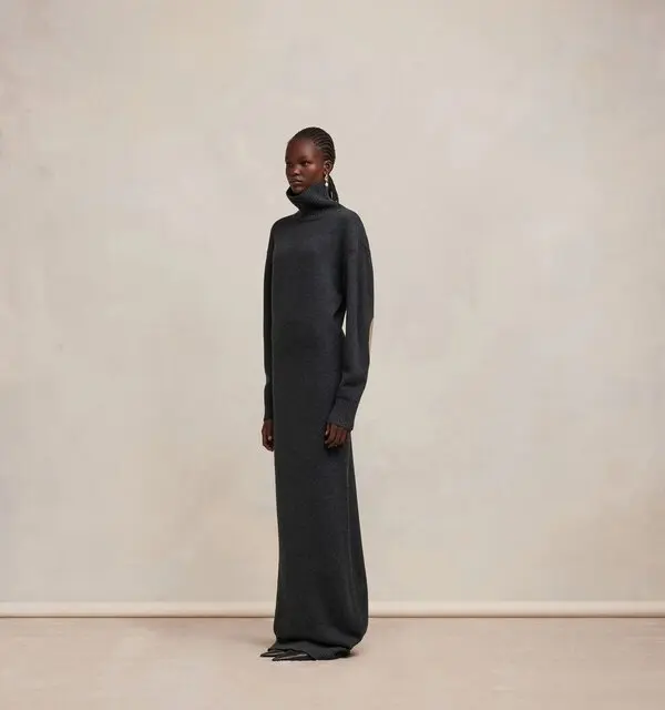 AMI Paris Long-sleeved Ribbed-knit Dress