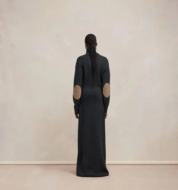 AMI Paris Long-sleeved Ribbed-knit Dress