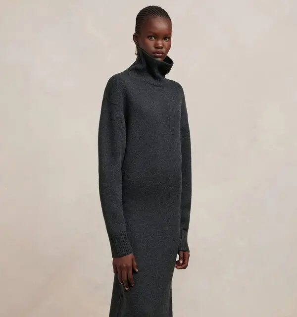 AMI Paris Long-sleeved Ribbed-knit Dress
