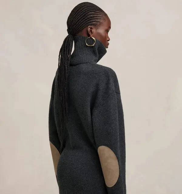 AMI Paris Long-sleeved Ribbed-knit Dress