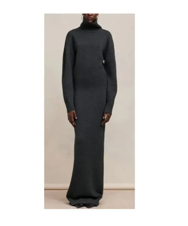 AMI Paris Long-sleeved Ribbed-knit Dress