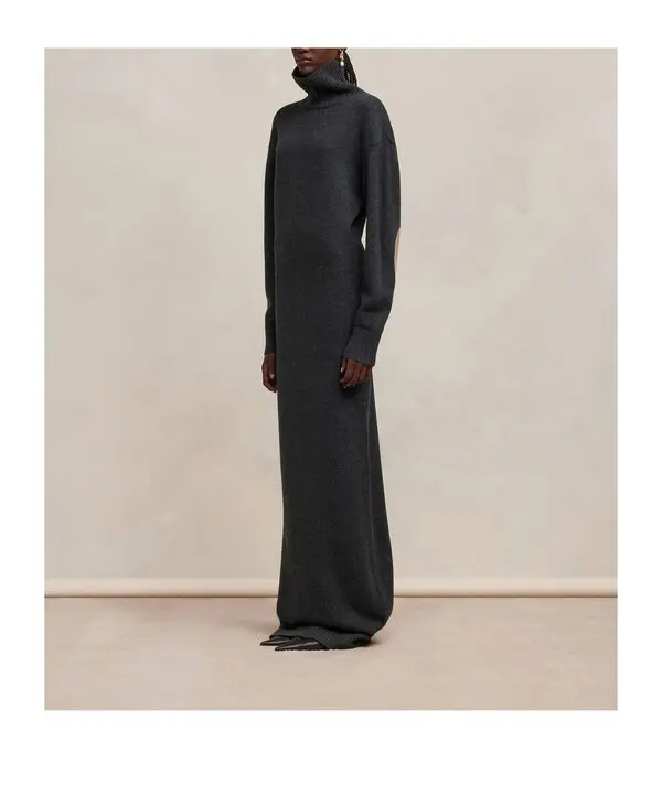 AMI Paris Long-sleeved Ribbed-knit Dress