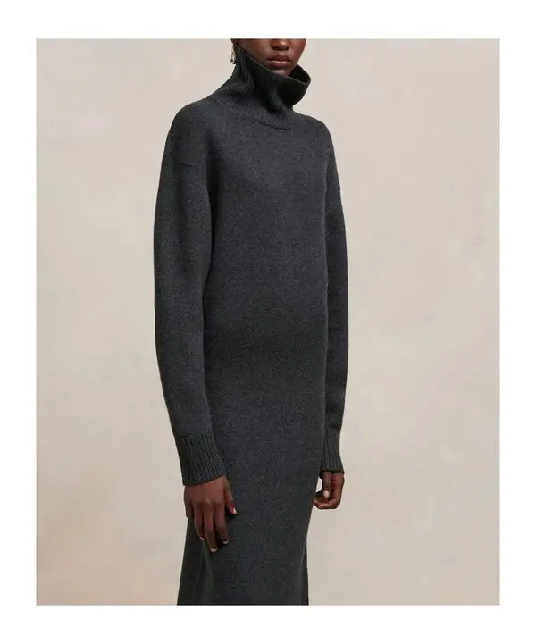 AMI Paris Long-sleeved Ribbed-knit Dress