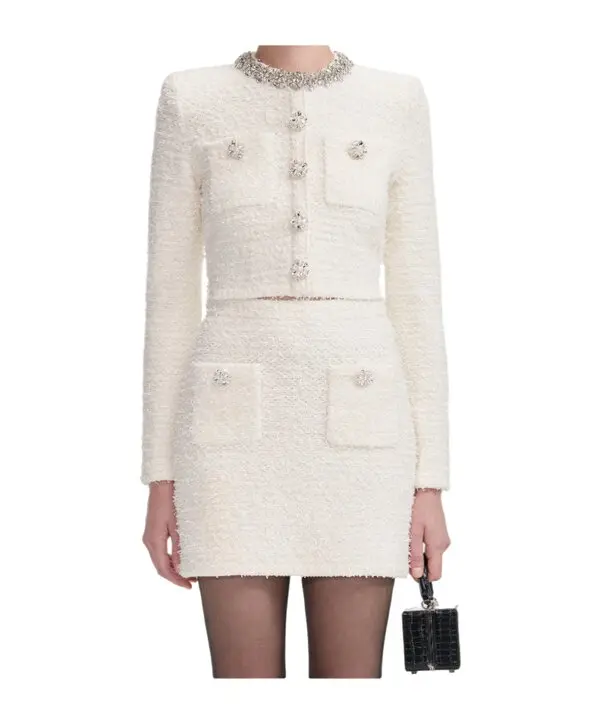 SELF-PORTRAIT Textured Knitted Cardigan