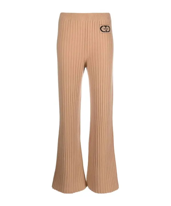 TWINSET Logo-patch Ribbed-knit Trousers