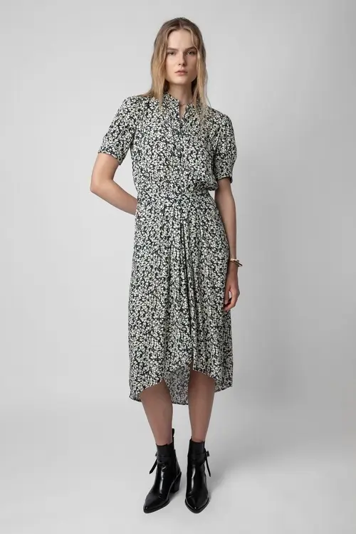 Zadig&Voltaire Rima Floral-print Midi Dress - Gray