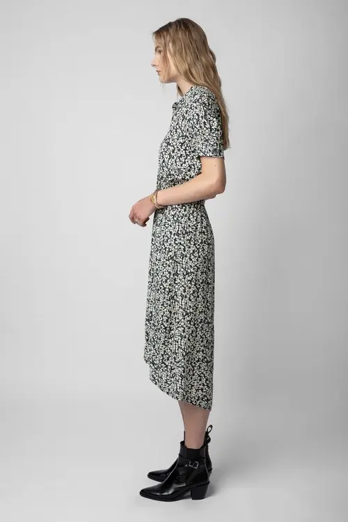 Zadig&Voltaire Rima Floral-print Midi Dress - Gray