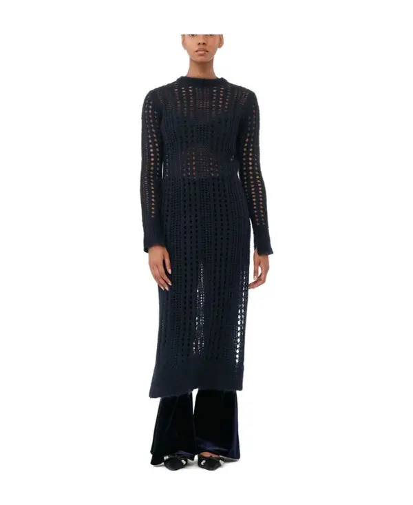 GANNI Cut-out Open Knitted Midi Dress