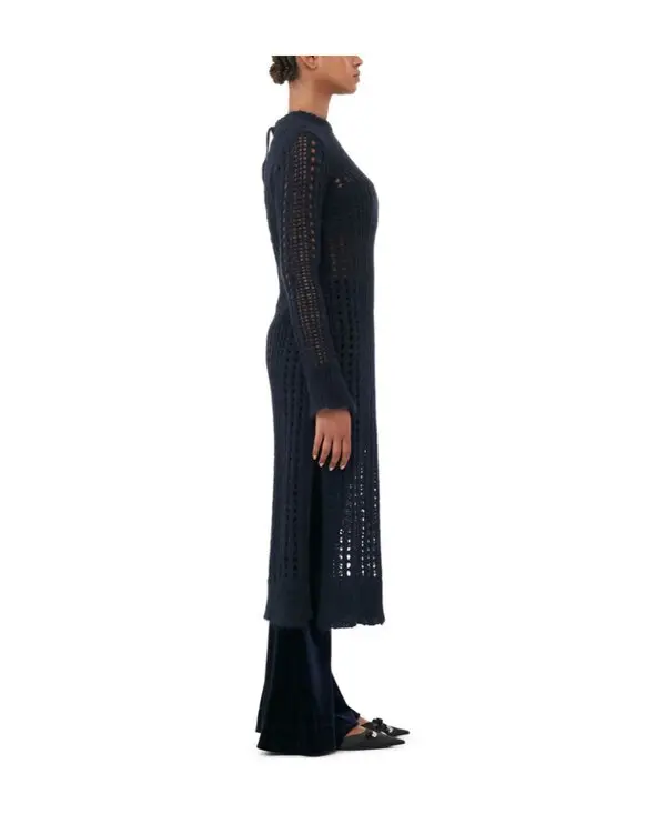 GANNI Cut-out Open Knitted Midi Dress